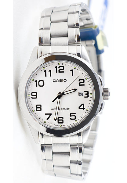 Casio MTP-1215A-7B2 Men's White Analogue Quartz Steel Band Watch with ...